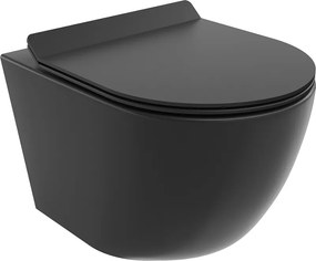 Mexen Lena mísa WC bezokrajová s pomalu sklopnou deskou slim, duroplast, černá mat - 30220185