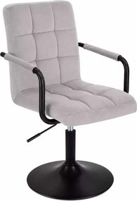 LuxuryForm DESIGN Otočná židle VERONA BLACK VELUR na černém talíři - světle šedá