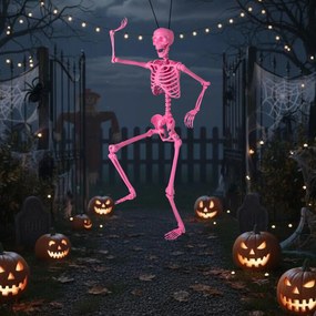 Costway 160 CM Halloweenská kostra polohovatelná kostra v životní velikosti