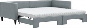 Válenda s přistýlkou a matracemi světle šedá 100x200 cm textil 3196601