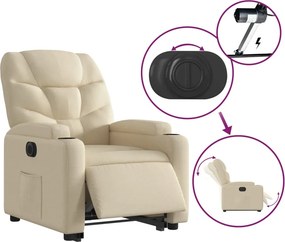 Elektrické zvedací polohovací křeslo krémové textil 3204629