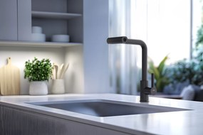 Invena Nelia, vysoká dřezová baterie, 4-funkční výtok, černá matná, INV-BZ-34-004-A
