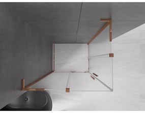 Mexen Velar L Duo, sprchový kout s posuvnými dveřmi 100 x 90 cm, 8mm sklo námraza, růžové zlato, 871-100-090-02-33-60