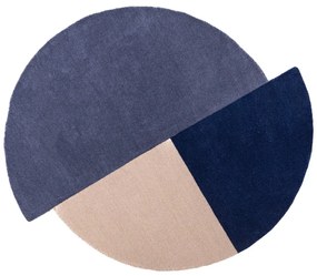 Modrý ručně tkaný vlněný kulatý koberec ø 200 cm Mia Segment – Flair Rugs