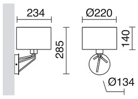 Exo 855E-G05X1A-01-SA nástěnné svítidlo Diagonal, bílé, E27, ø22cm, IP20