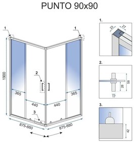 Rea - PUNTO BLACK MAT sprchový kout 90 x 90 cm, čiré sklo/černý profil, REA-K4801