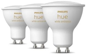 LED žárovka GU10 Philips Hue 3ks 4,2W (50W) White Ambiance (2200-6500K) stmívatelná