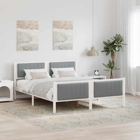 Rám postele s čelo Bílá a světle šedá 150 x 200 cm 3394317