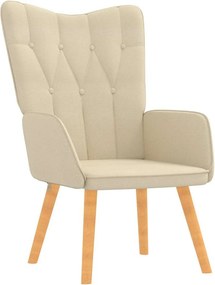 Relaxační křeslo se stoličkou krémové textil 327536