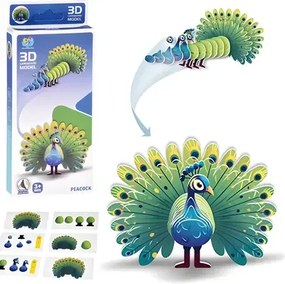 JOKOMISIADA 3D puzzle Páv / 18 dílků / papírové / 9,5 x 7,5 x 4 cm