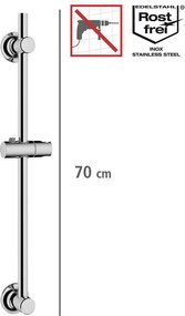 Sprchová tyč z nerezové oceli, montáž bez vrtání, 70 cm, WENKO