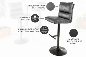 Designová barová otočná židle Frank tmavě šedý samet