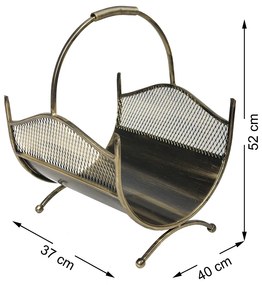 Kovový koš na dřevo Criss, 40x52 cm, zlatá
