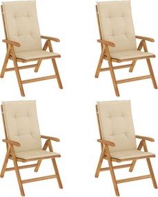 Skládací polohovací křesla s polštáři 4 ks, masivní teak 3196466