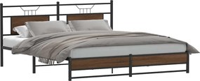 Kovový rám postele bez matrace hnědý dub 183 x 213 cm 3325132