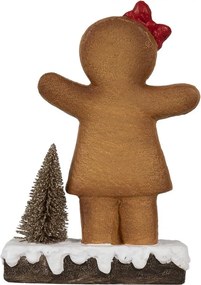 Hnědá vánoční dekorace holčička Perníček Gingerbread - 15*7*21 cm