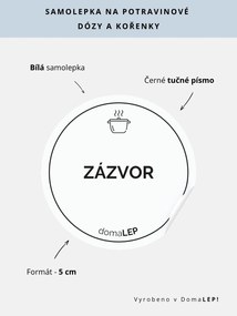 Samolepka na kořenky ZÁZVOR bílá 5 cm tučné písmo