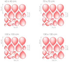 Červené nafukovací balónky samolepky na zeď arch 100 x 100 cm