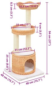 vidaXL Marketos Škrabadlo pro kočky se sisalovým škrabadlem vrbové proutí
