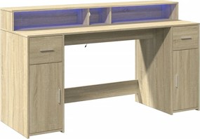 Psací stůl s LED dub sonoma 160 x 55 x 91 cm kompozitní dřevo 3309431