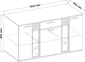 FALCO Komoda SAVA I - lamino, bílá / dub artisan