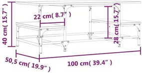 Konferenční stolek, kov, dřevo, černá, dub, NoBi PIANI