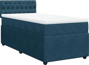 Box spring postel s matrací modrá 90 x 190 cm samet 3287624