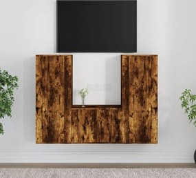 vidaXL 3dílný set TV skříněk kompozitní dřevo [3188744] Barva: kouřový dub