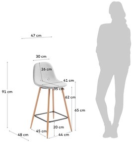 Světle šedá látková barová židle Kave Home Nolite 65 cm
