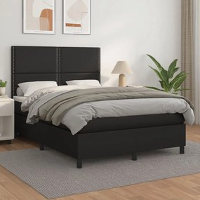 Box spring postel s matrací černá 140 x 190 cm umělá kůže,  3142779