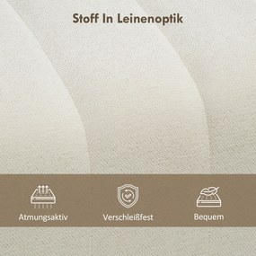 HOMCOM Moderní ložnicová lavice, čalouněná lavice s dřevěným rámem, nosnost až 220 kg, opěrka nohou, krémově bílá