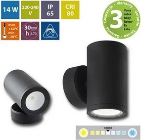 LED svítidlo McLED Verona 2R 2x7W 4000K IP65 černá ML-518.016.19.0