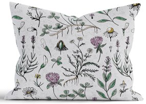 MK Lůžkoviny Bavlněný povlak na polštář Renforcé 70 x 90 cm - Herbář šedý