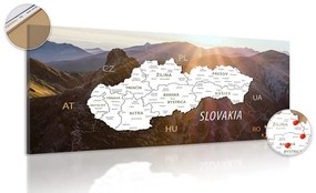 Obraz na korku mapa Slovenska s malebnými horami