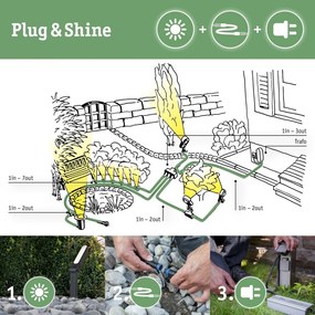 P 94588 Plug & Shine LED zemní svítidlo Smart Home Zigbee zlaté světlo spot neláká hmyz IP65 CCT 4,6W černá/ocel - PAULMANN