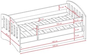 Dětská postel CLASSIC se šuplíkem - bílá 160x80 cm