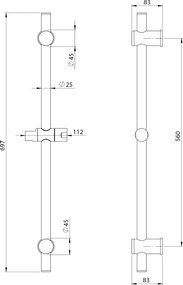 Sapho sprchová tyč posuvný držák kulatá 700 mm zlatá matná SC019