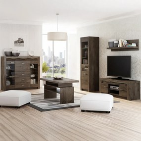 Obývací stěna INDIANAPOLIS t | sestava A | 330 cm + stolek 120x60 cm | jasan tmavý