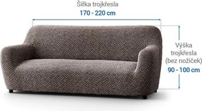 Bielastické potahy VENEZIA hnědá trojkřeslo (š. 170 - 220 cm)