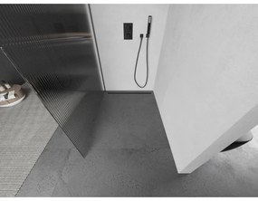 Mexen Kioto L, sprchová zástěna Walk-In 80 x 200 cm, 8mm sklo s žebrovým vzorem, grafitový profil, 800-080-103-66-09