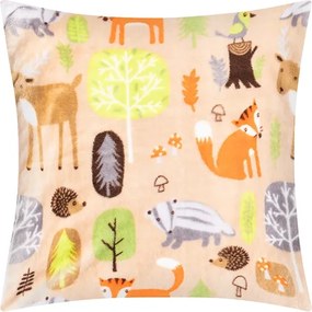 Bellatex Polštářek ELLÍK dětský motiv 35x40 cm Zvířátka v lese Béžová,Oranžová