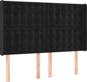 Čelo postele typu ušák černé 147x16x118/128 cm samet 3120064