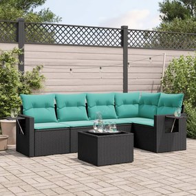 6dílná zahradní sedací souprava s polštáři černá polyratan 3220136