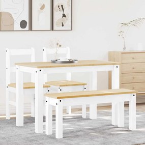 Jídelní set ze 4 kusů PANAMA Bílé masivní dřevo borovice 3345169