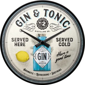 Postershop Nástěnné hodiny - Gin & Tonic Served Here