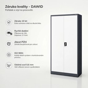 Uzamykatelná úklidová skříň antracitovo-bílá DAWID 900 x 1850 x 450 mm