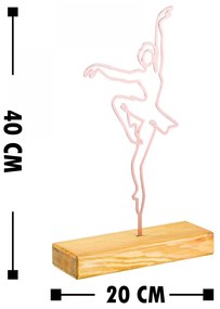 Kovová dekorace Ballerina 40 cm měděná