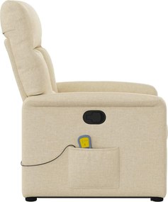 Zvedací masážní polohovací křeslo krémové textil 3303050
