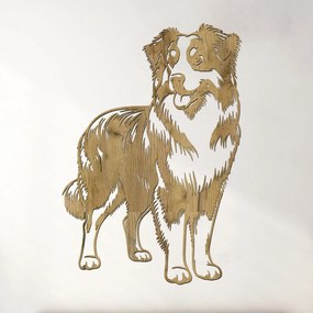 dřevo života Dřevěný obraz stojícího Australského ovčáka Zvolte rozměr (cm): 28x40, Zvolte barvu dekoru: Dub zlatý