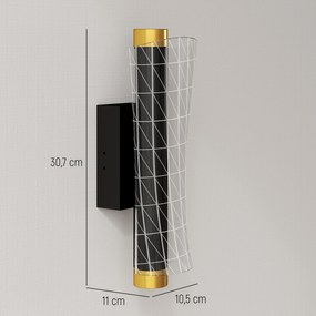 Nástěnné svítidlo vnitřní nástěnné svítidlo s LED světlem, design mřížky, stmívatelné noční svítidlo kovové, černé